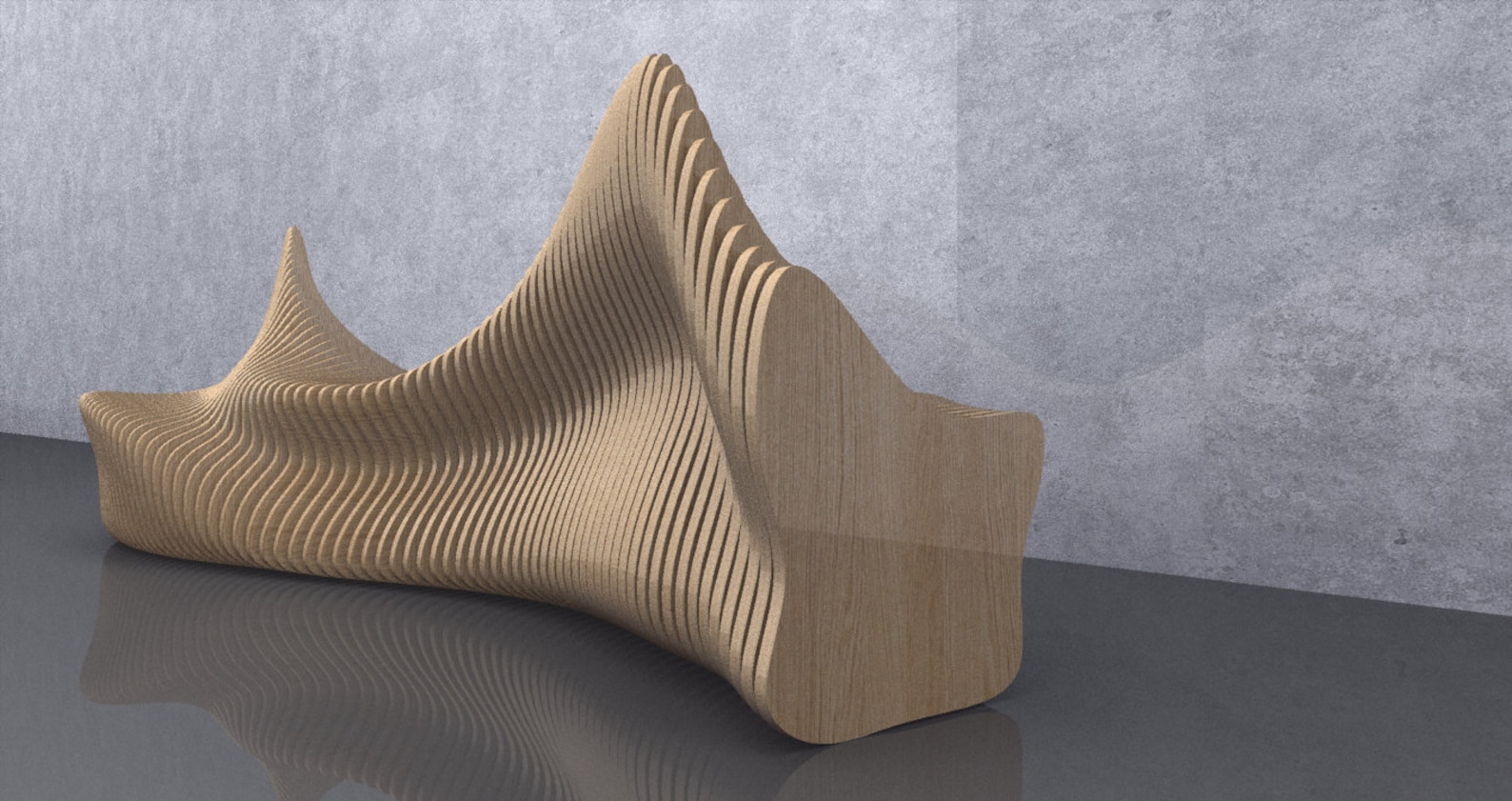 Parametric Wavy Wooden Furniture 05 Twisted Bench Design / - Etsy France