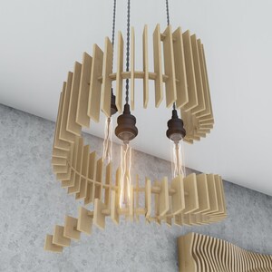 Parametric Wavy Wooden Lighting 02 - Chandelier Model / CNC Files for ...