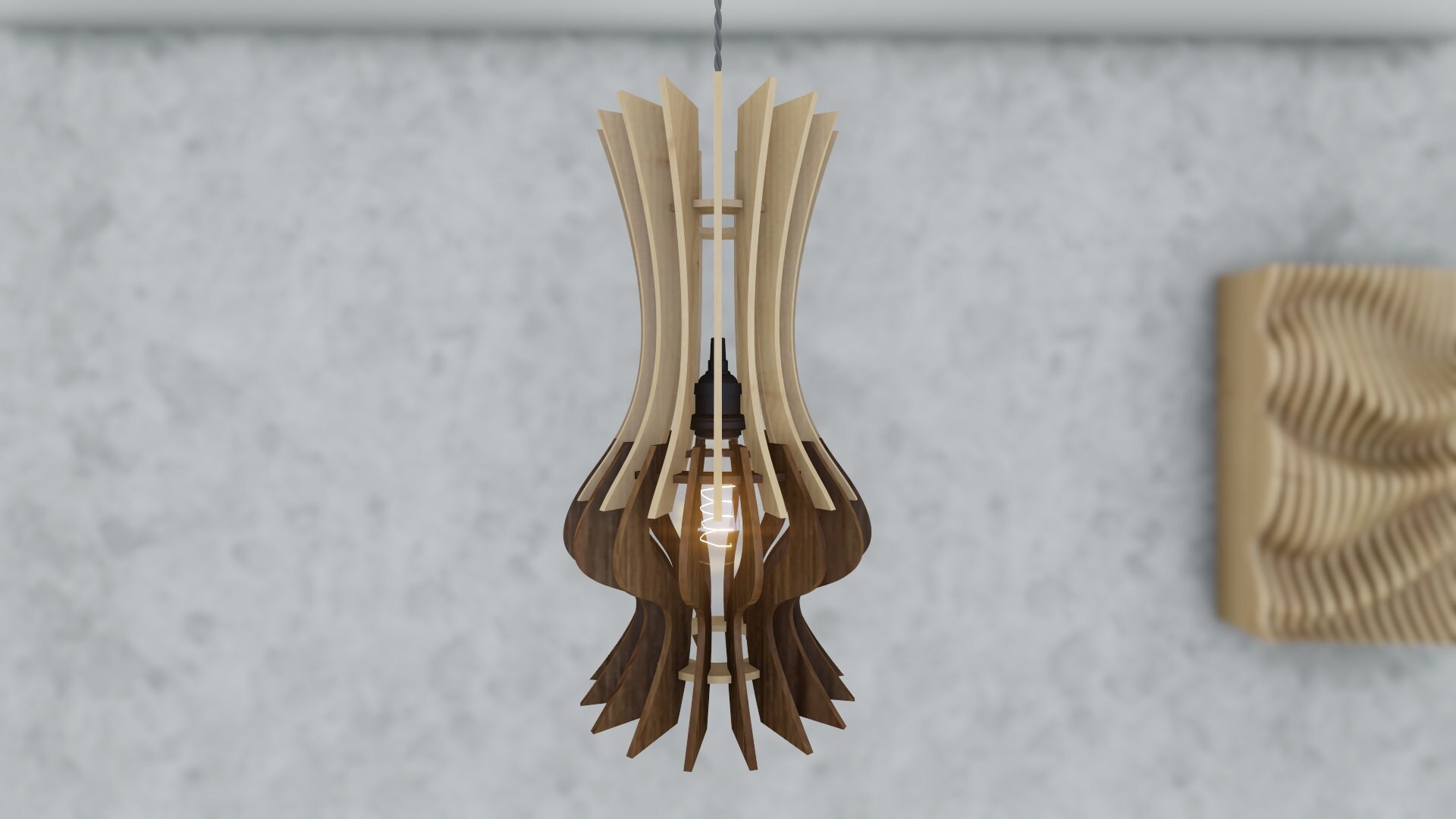 Parametric Wavy Wooden Lighting 01 - Chandelier Model / CNC Files for ...