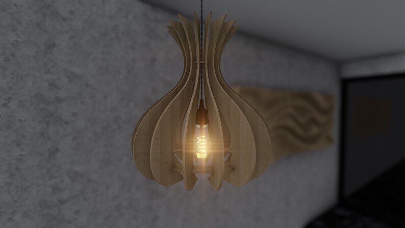 Parametric Wavy Wooden Lighting 05 - Chandelier Model / CNC Files for ...
