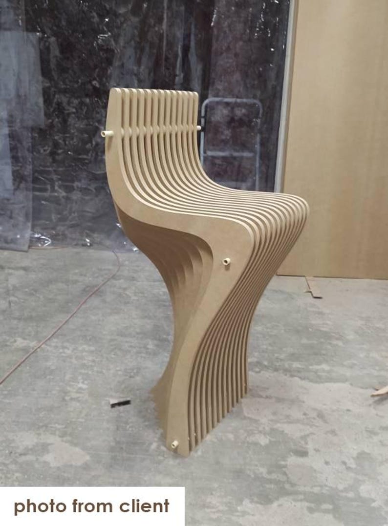 Parametric Wavy Wooden Furniture 43 - Bar Stool - Chair / CNC Files for ...