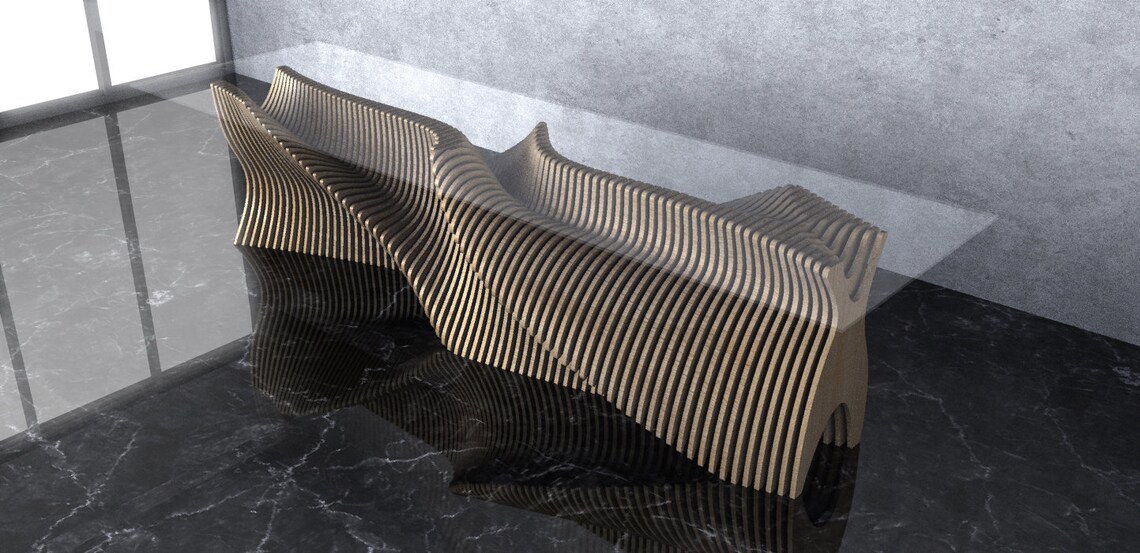 Parametric Wavy Wooden Furniture 31 Dinner Table Design / - Etsy