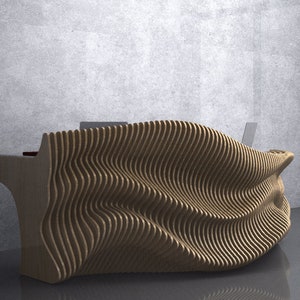 Parametric Wavy Wooden Furniture 10 - Office Entry Desk / CNC Files for ...