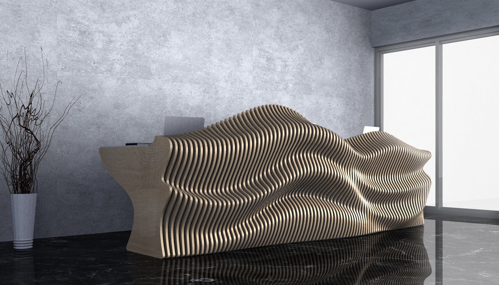 Parametric Wavy Wooden Furniture 23 Office Desk / CNC Files - Etsy