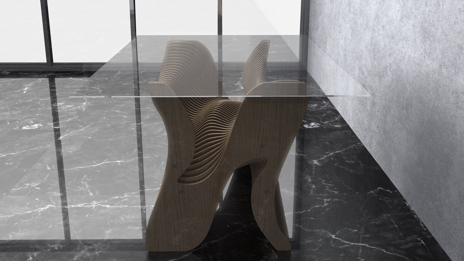 Parametric Wavy Wooden Furniture 15 Dinner Table Design / - Etsy