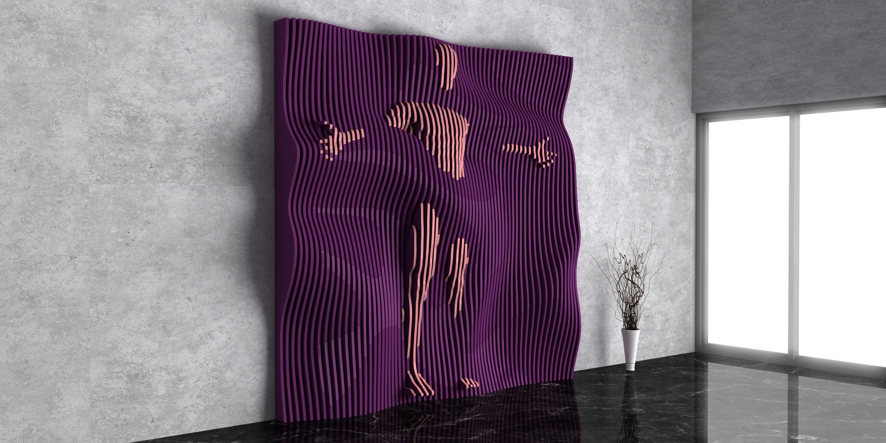 Parametric Wavy Wooden Wall Decor 70 / Human in Waves / Digital Files ...