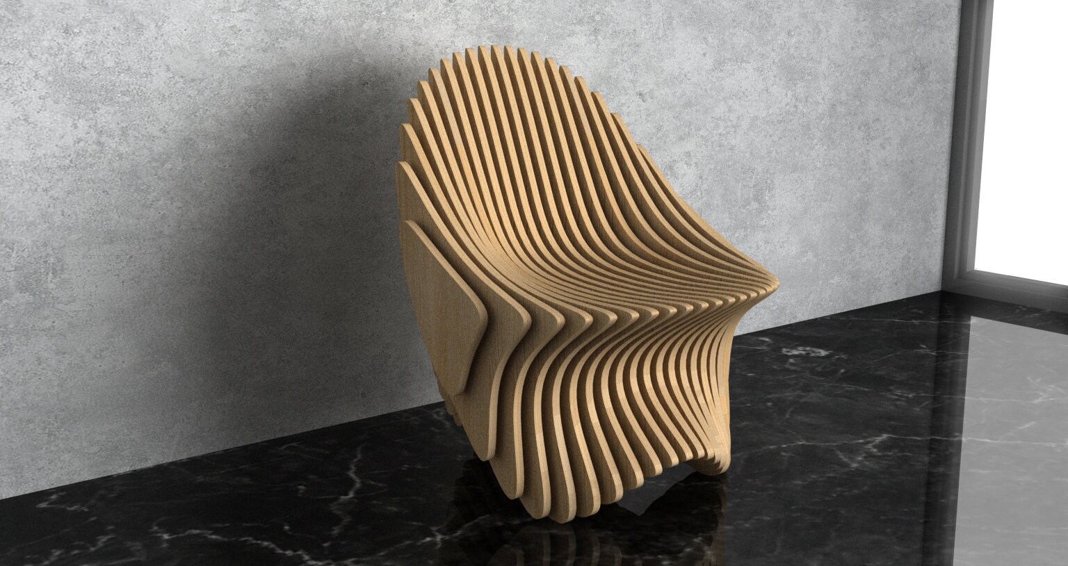 Parametric Wavy Wooden Furniture 40 - Armchair Design / CNC Files for ...