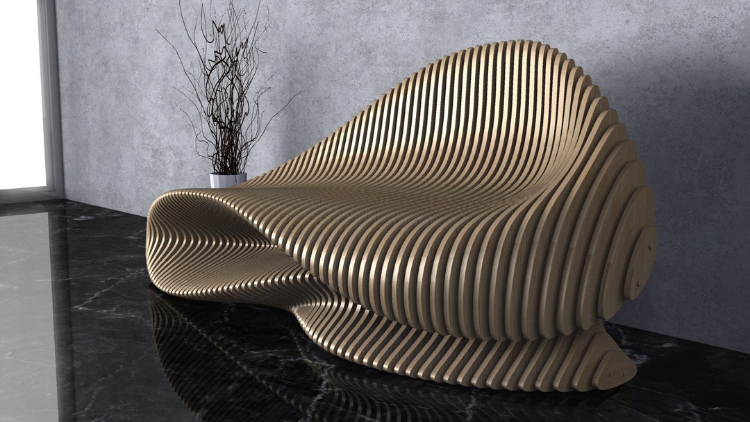 Parametric Wavy Wooden Furniture 26 - Bench Design / CNC Files for ...