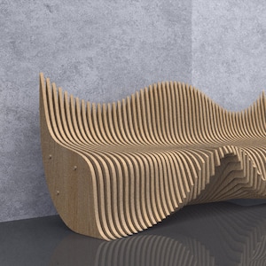 Parametric Wavy Wooden Furniture 04 - Bench Design / CNC Files for ...