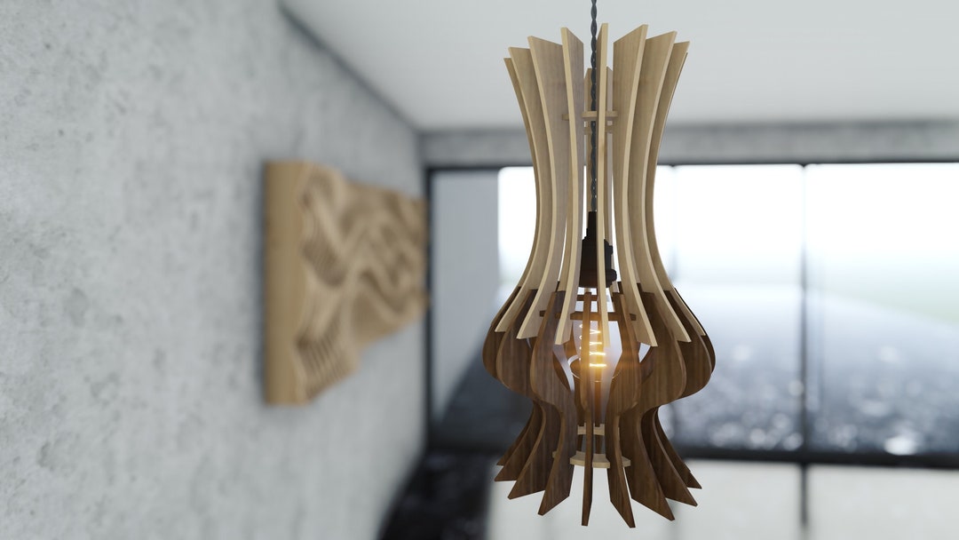 Parametric Wavy Wooden Lighting 01 - Chandelier Model / CNC Files for ...