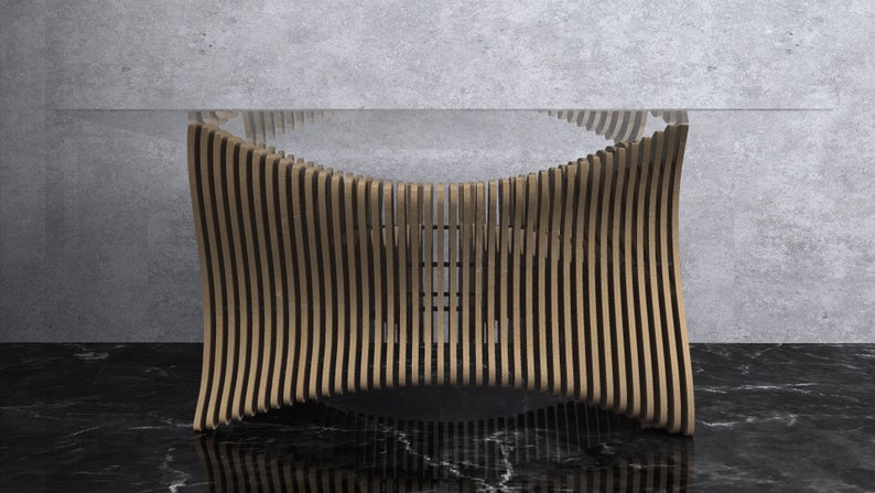 Parametric Wavy Wooden Furniture 15 - Dinner Table Design / CNC Files ...