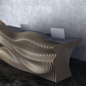 Parametric Wavy Wooden Furniture 23 - Office Desk / CNC Files for ...