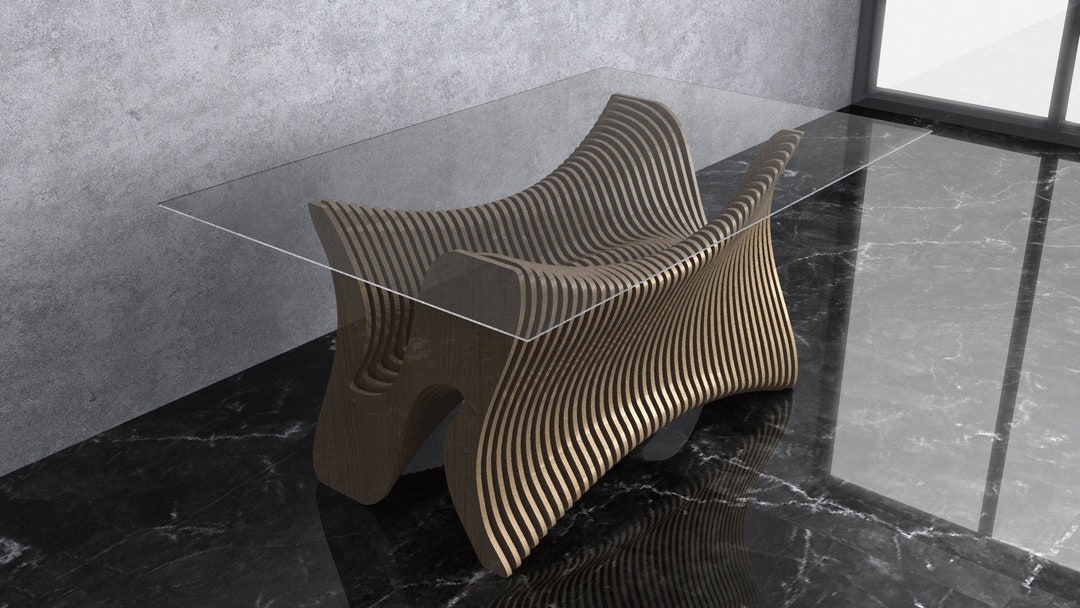 Parametric Wavy Wooden Furniture 15 - Dinner Table Design / CNC Files ...