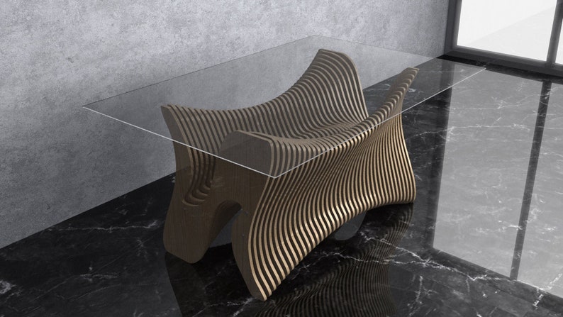 Parametric Wavy Wooden Furniture 15 Dinner Table Design / - Etsy