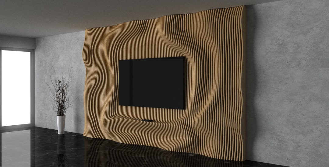 Parametric Wavy Wooden Wall Decor 46 / TV Unit / Digital Files for Wood ...