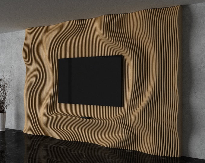 Parametric Shelf Unit Wavy Wooden Tv Unit Design & Architecture Art ...