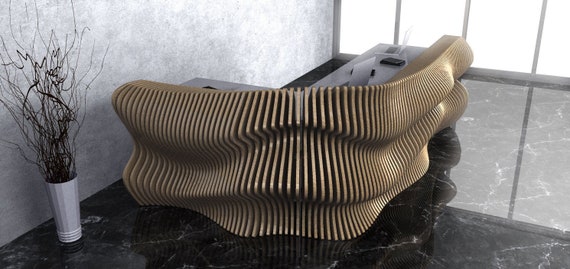 Parametric Wavy Wooden Furniture 29 L-shaped Desk 02 / CNC - Etsy