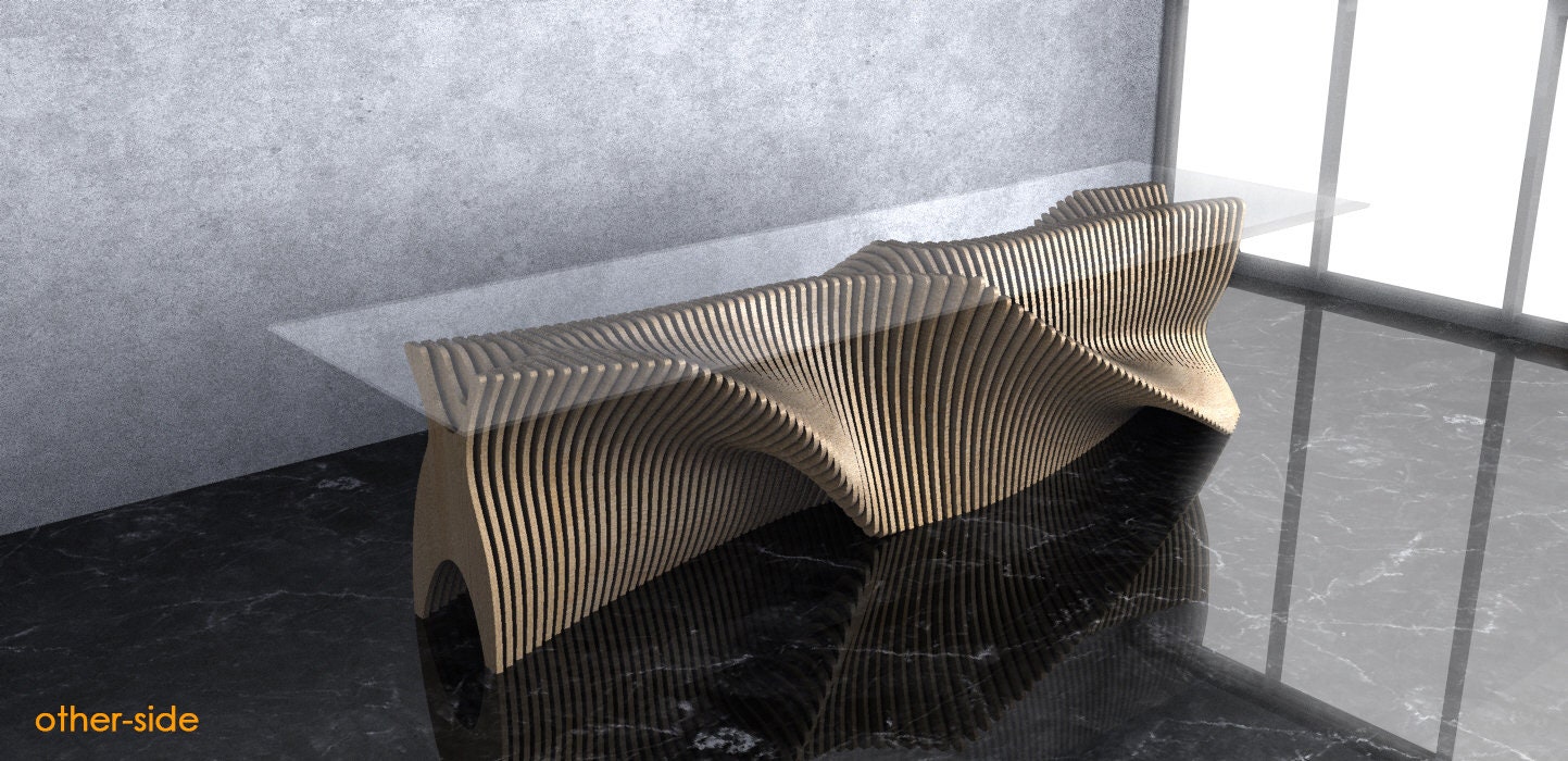 Parametric Wavy Wooden Furniture 31 - Dinner Table Design / CNC Files ...