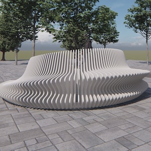 Parametric Wavy Wooden Furniture 16 - C Shaped Bench / CNC Files for ...