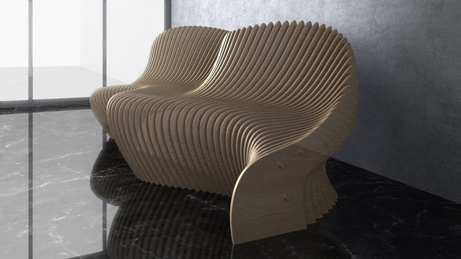 Parametric Wavy Wooden Furniture 19 Sofa Design / CNC files | Etsy
