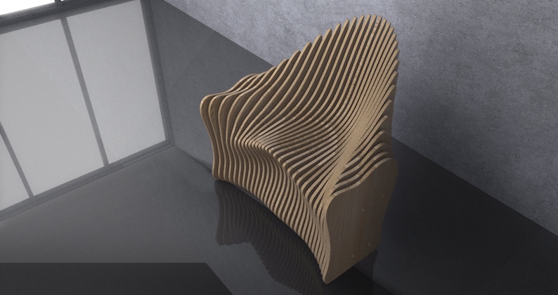 Parametric Wavy Wooden Furniture 08 - Armchair Design / CNC Files for ...