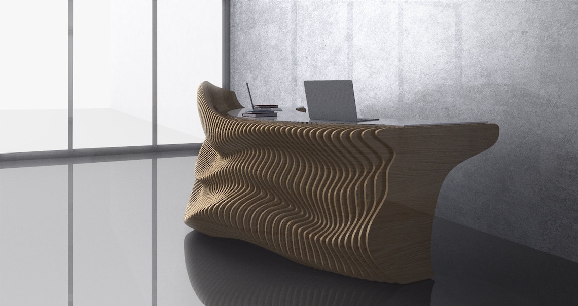 Parametric Wavy Wooden Furniture 10 Office Entry Desk / CNC - Etsy