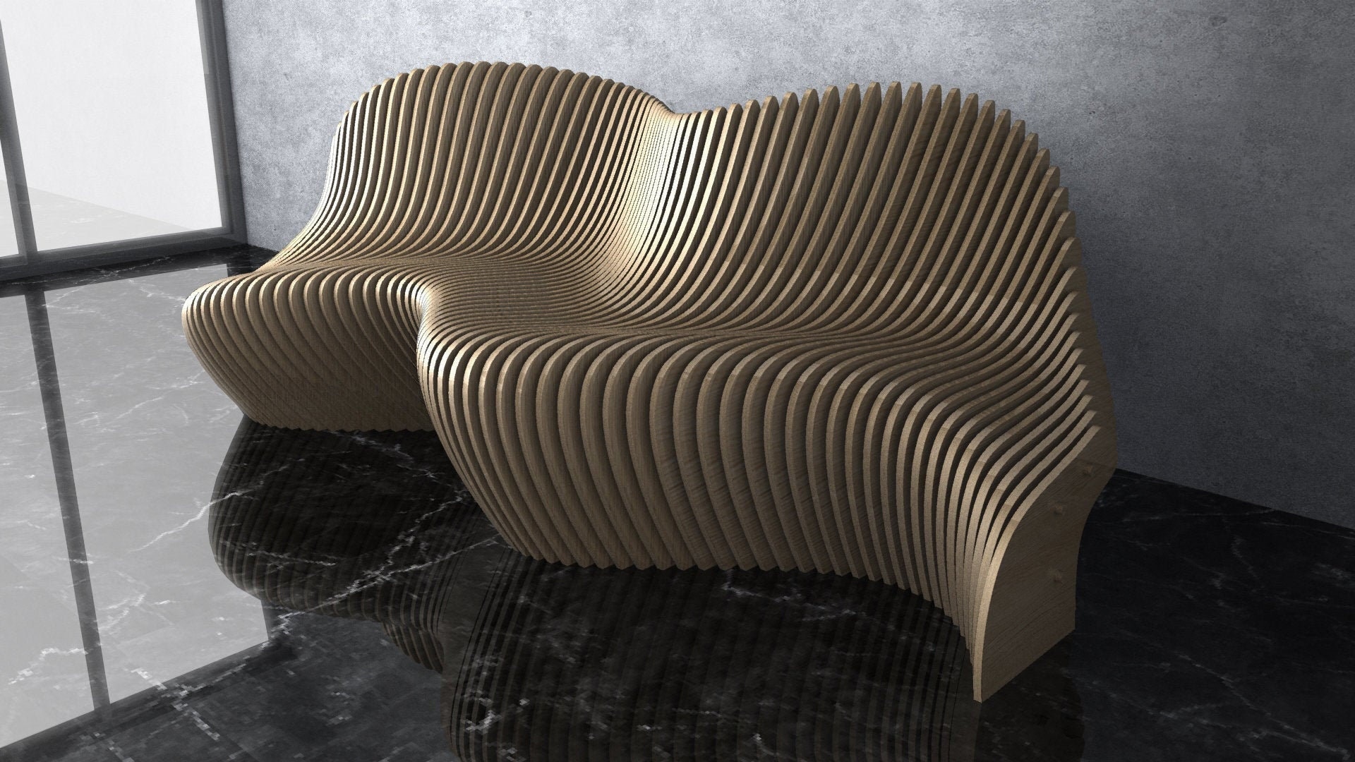 Parametric Wavy Wooden Furniture 19 Sofa Design / CNC files | Etsy