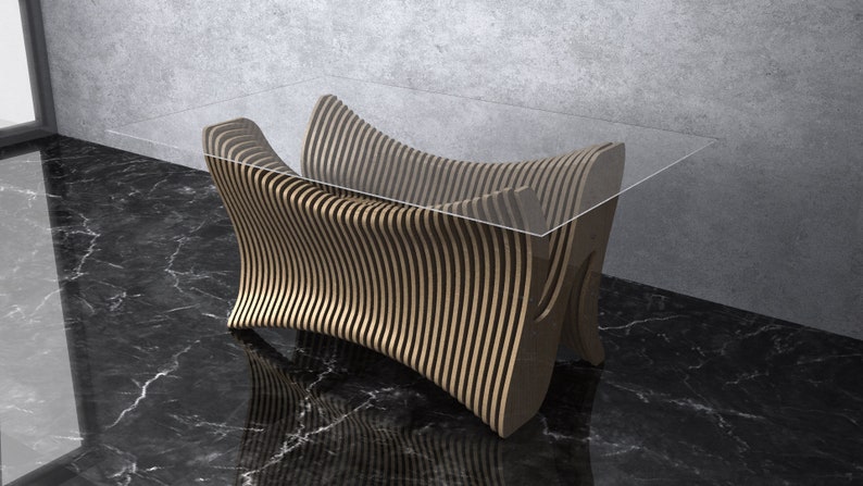 Parametric Wavy Wooden Furniture 15 Dinner Table Design / - Etsy