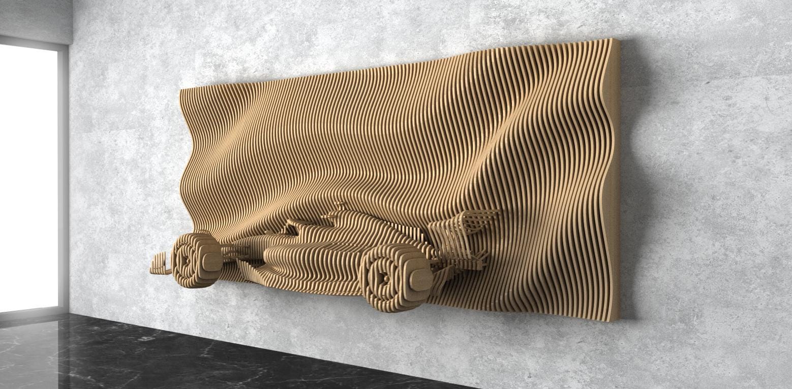 Parametric Wavy Wooden Wall Decor 61 / Formula 1 Car Design / Digital ...