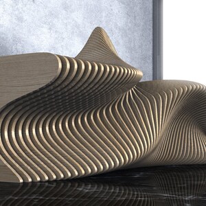 Parametric Wavy Wooden Furniture 34 - Bench Design / CNC Files for ...