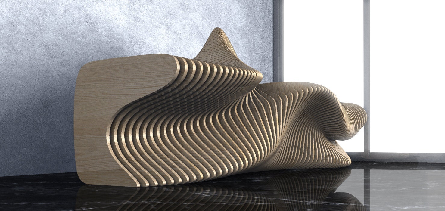 Parametric Wavy Wooden Furniture 34 - Bench Design / CNC Files for ...