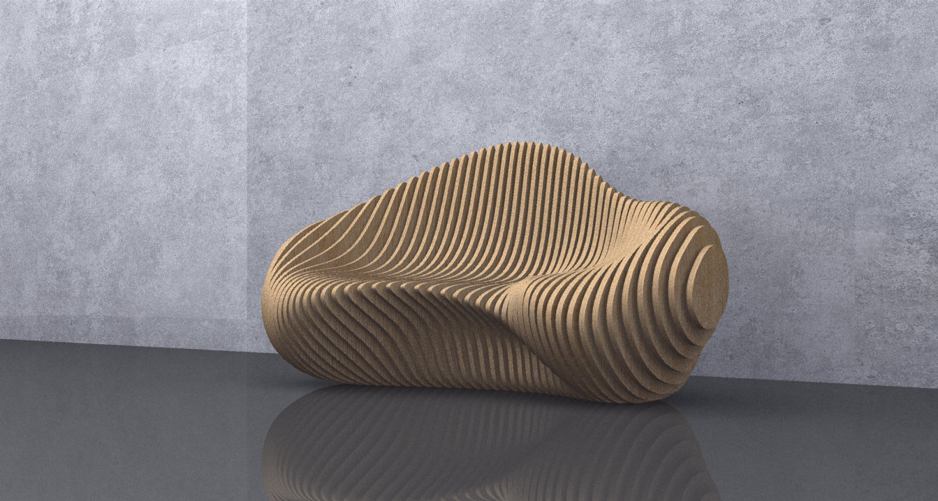 Parametric Wavy Wooden Furniture 01 Sofa Design / CNC Files - Etsy Canada