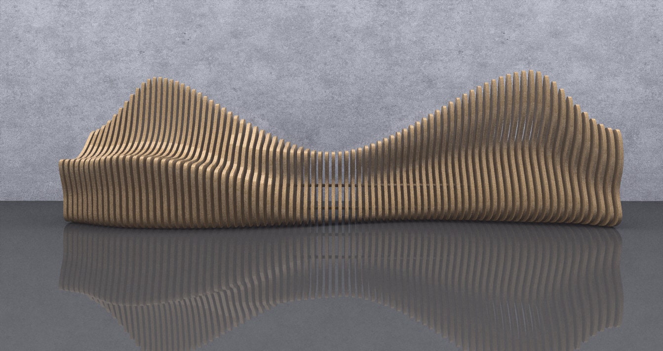 Parametric Wavy Wooden Furniture 05 - Twisted Bench Design / CNC Files ...