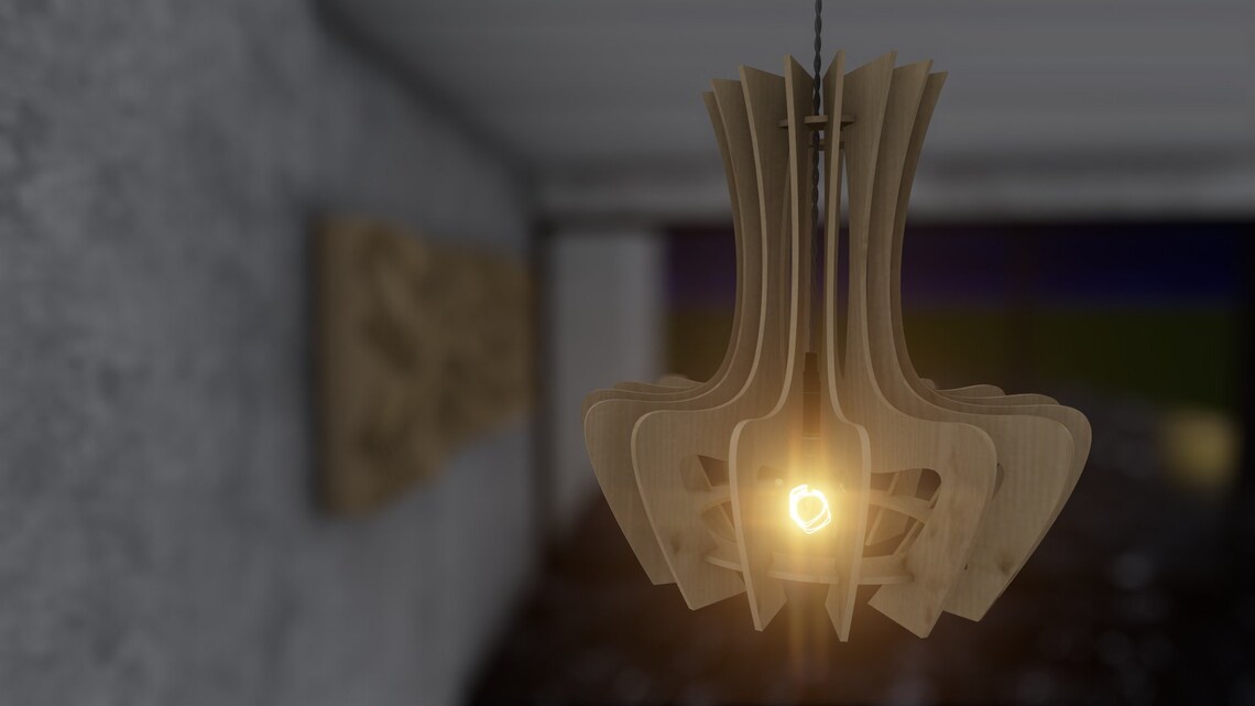 Parametric Wavy Wooden Lighting 03 - Chandelier Model / CNC Files for ...