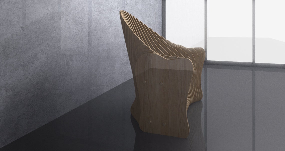Parametric Wavy Wooden Furniture 08 - Armchair Design / CNC Files for ...