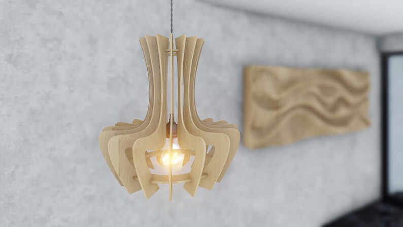 Parametric Wavy Wooden Lighting 03 Chandelier Model / CNC - Etsy