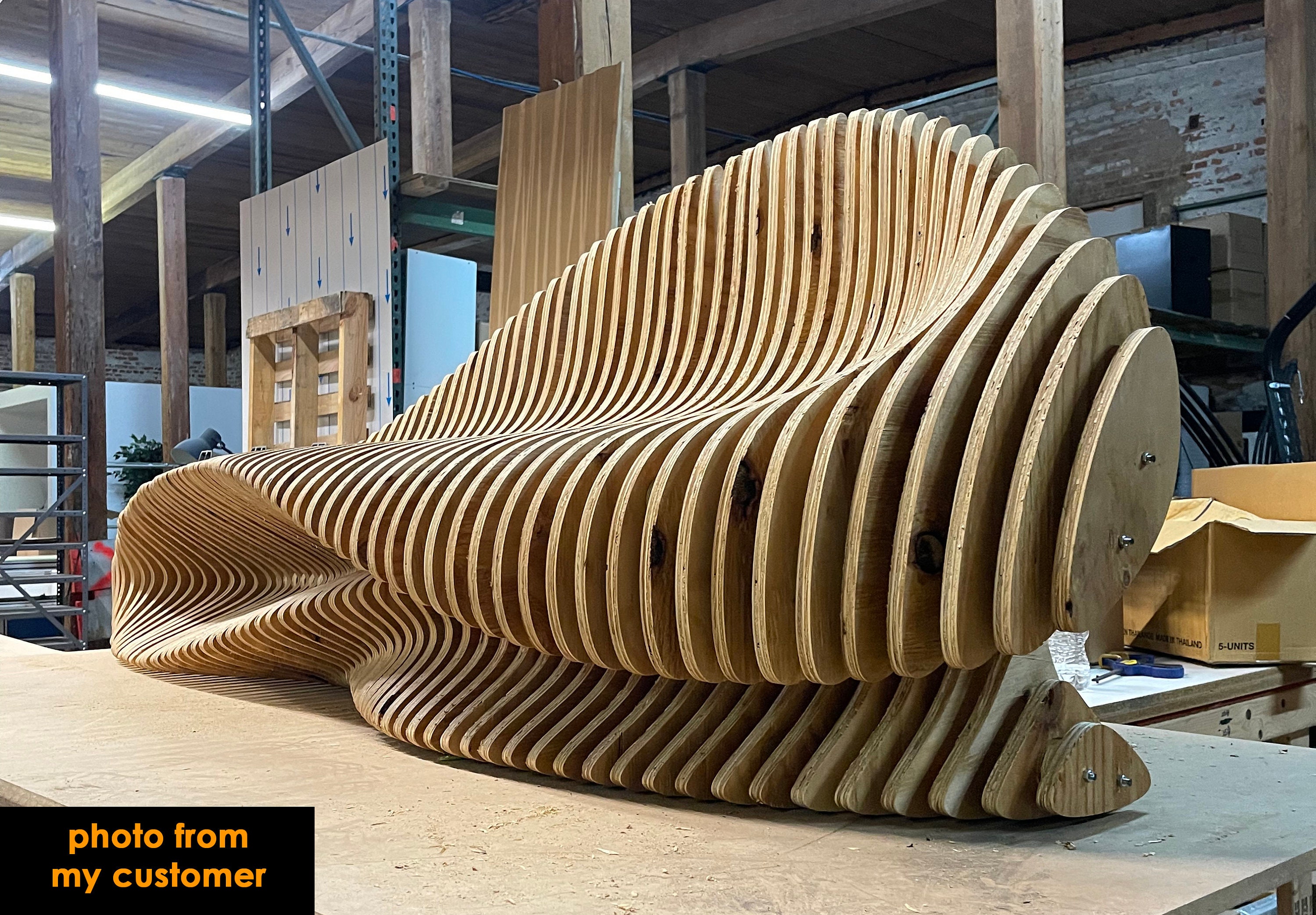 Parametric Wavy Wooden Furniture 26 - Bench Design / CNC Files for ...