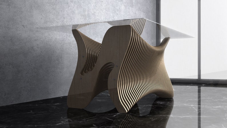 Parametric Wavy Wooden Furniture 15 - Dinner Table Design / CNC Files ...