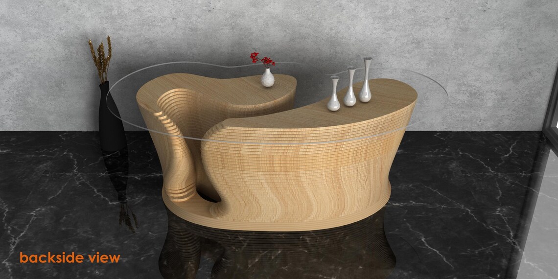 Parametric Wavy Wooden Furniture 49 - Dinner Table Design / CNC Files ...