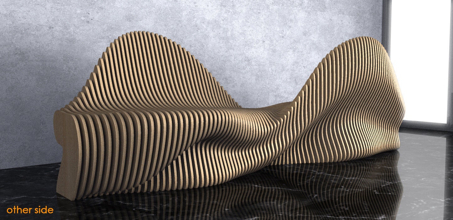 Parametric Wavy Wooden Furniture 32 Bench Design - Etsy