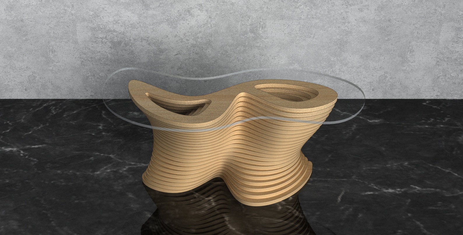 Parametric Wavy Wooden Furniture 44 - Coffee Table Design / CNC Files ...
