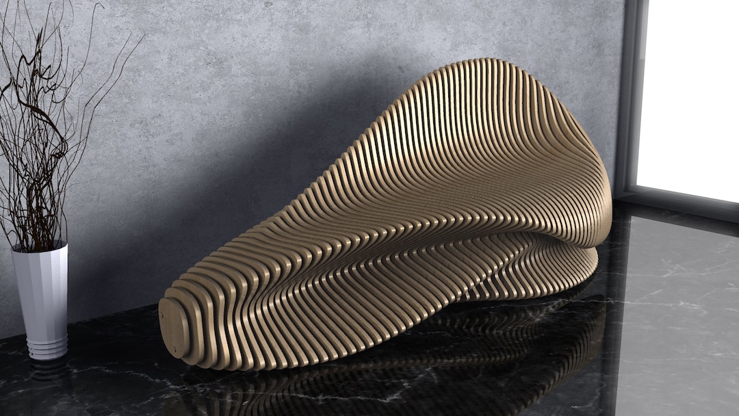 Parametric Wavy Wooden Furniture 26 - Bench Design / CNC Files for ...