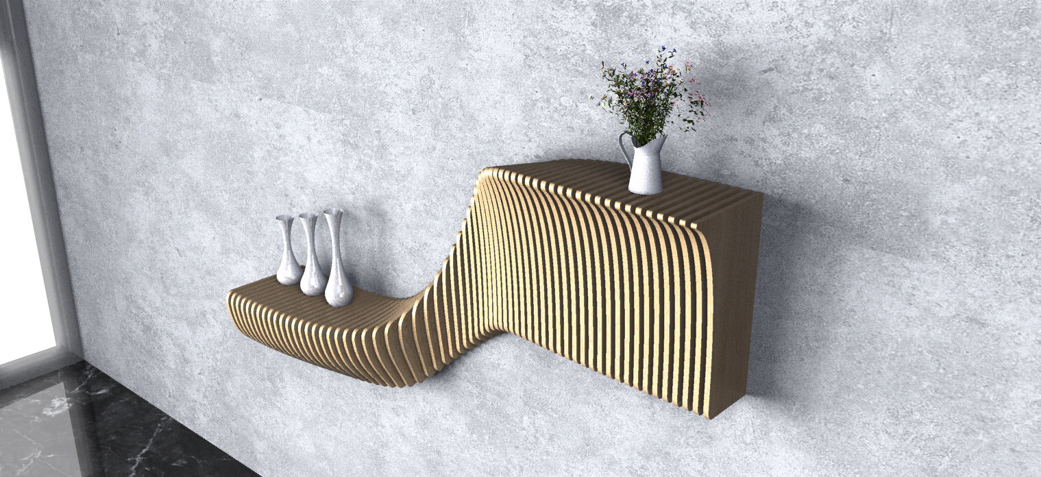 Parametric Wavy Wooden Wall Decor 39 / Entryway Shelf Design / | Etsy