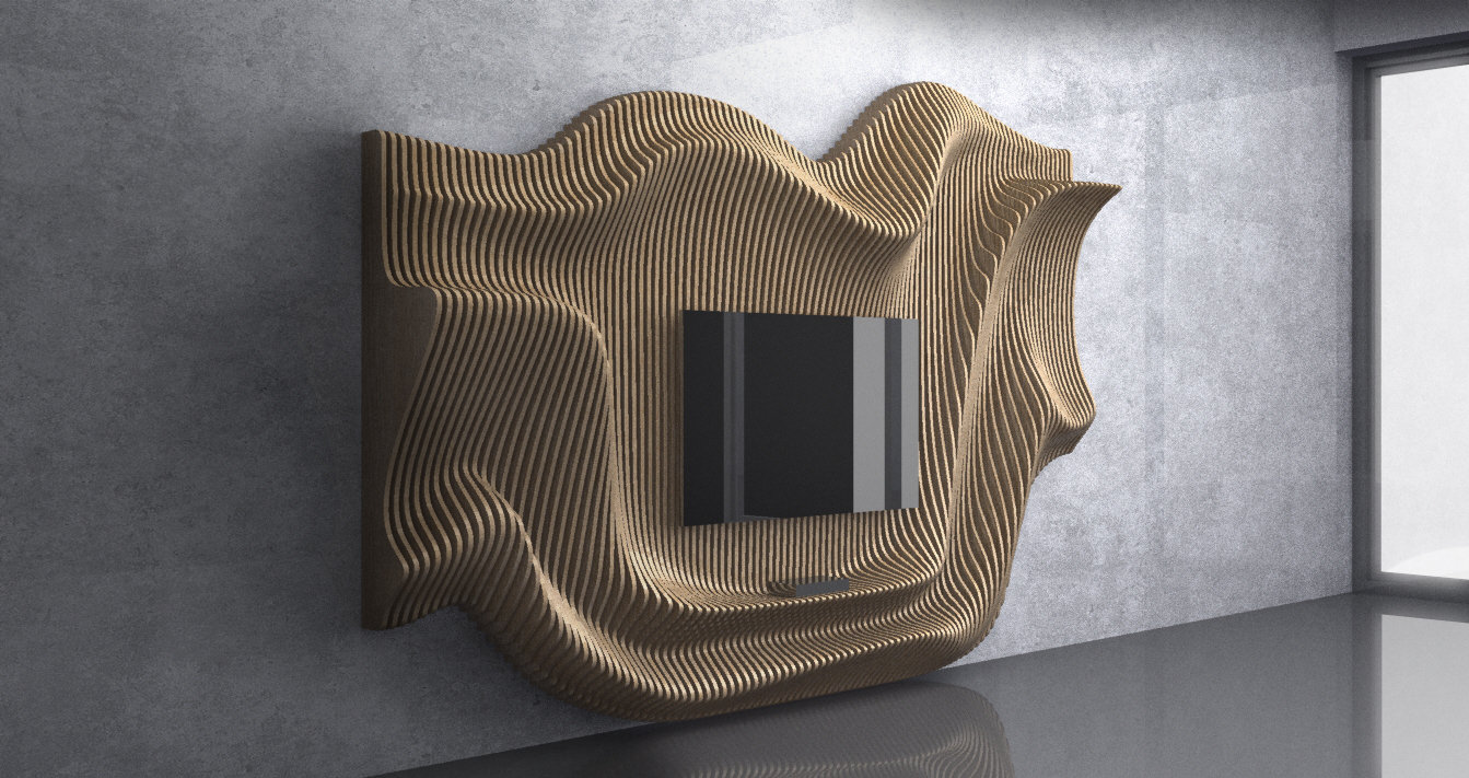 Parametric Wavy Wooden Wall Decor - 18 / TV Unit Design / CNC Files for ...