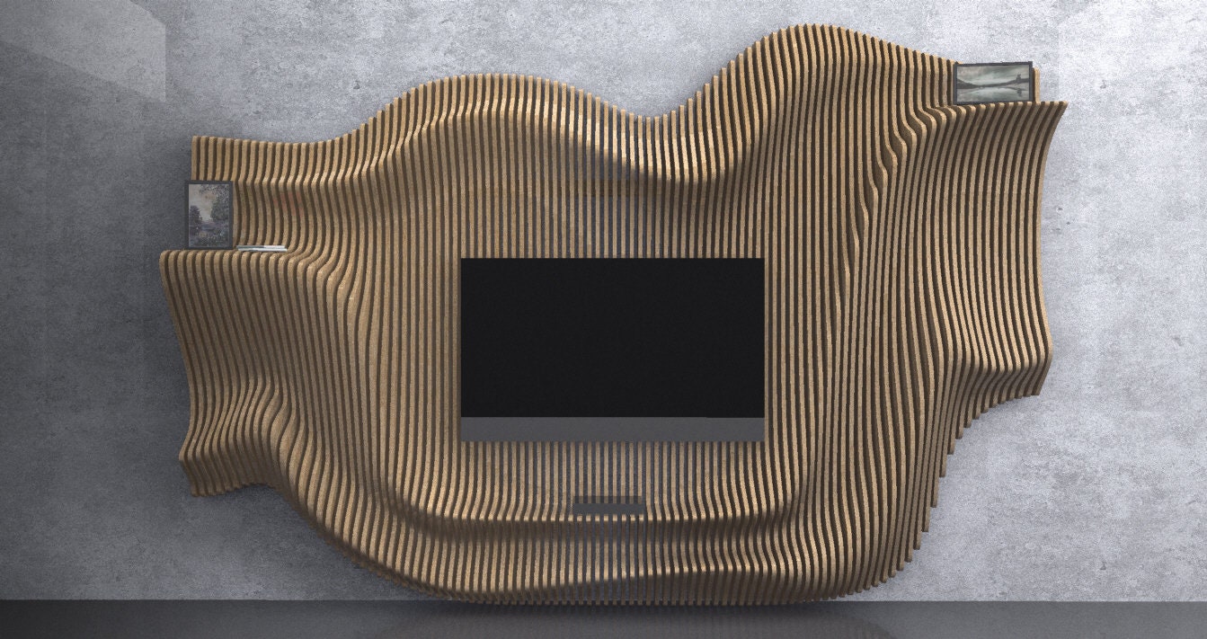 Parametric Wavy Wooden Wall Decor 18 / TV Unit Design / CNC | Etsy