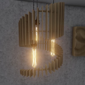 Parametric Wavy Wooden Lighting 02 - Chandelier Model / CNC Files for ...