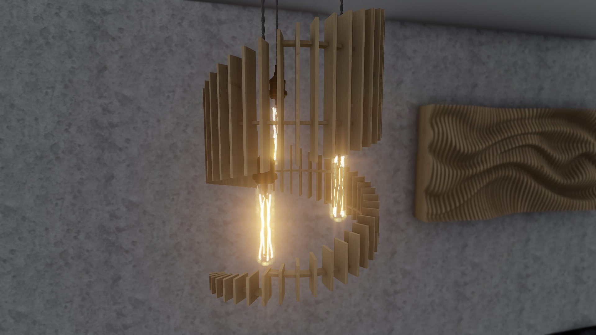 Parametric Wavy Wooden Lighting 02 - Chandelier Model / CNC Files for ...