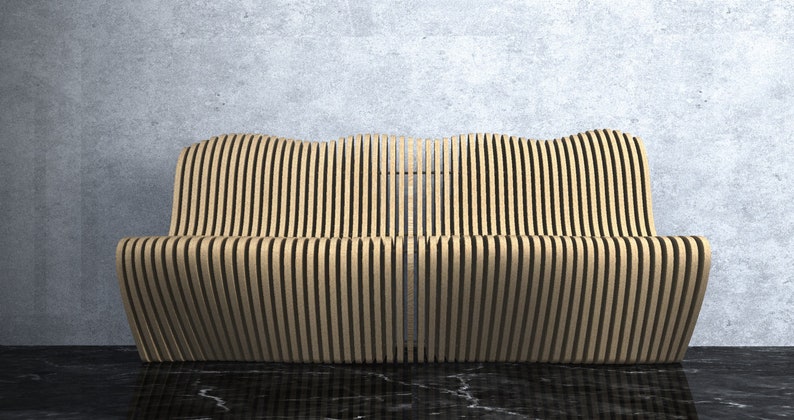 Parametric Wavy Wooden Furniture 22 - Sofa Design / CNC Files for ...