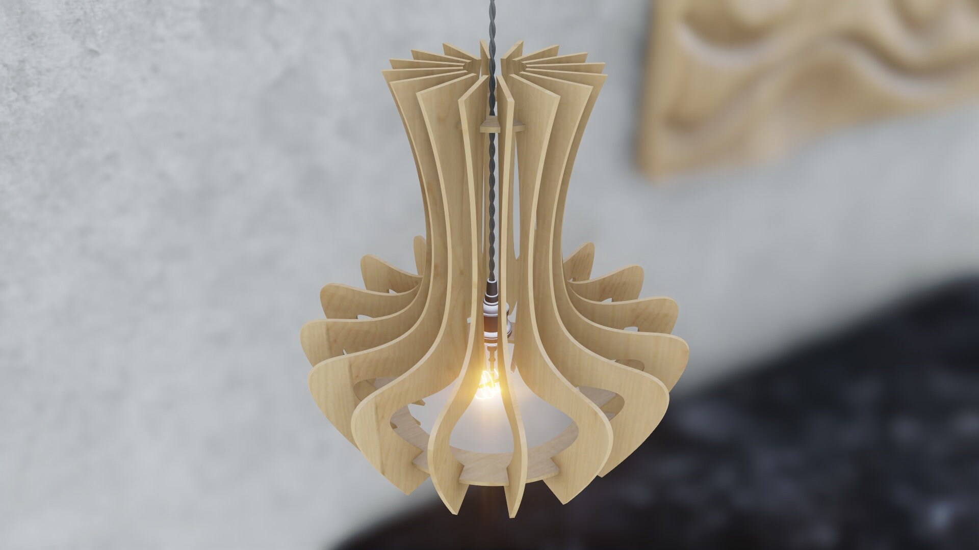 Parametric Wavy Wooden Lighting 03 - Chandelier Model / CNC Files for ...