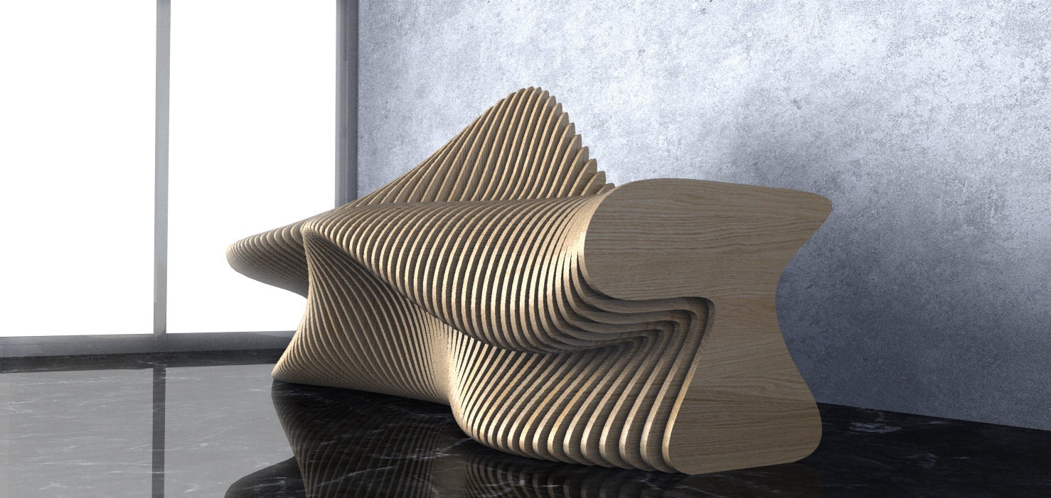 Parametric Wavy Wooden Furniture 34 - Bench Design / CNC Files for ...